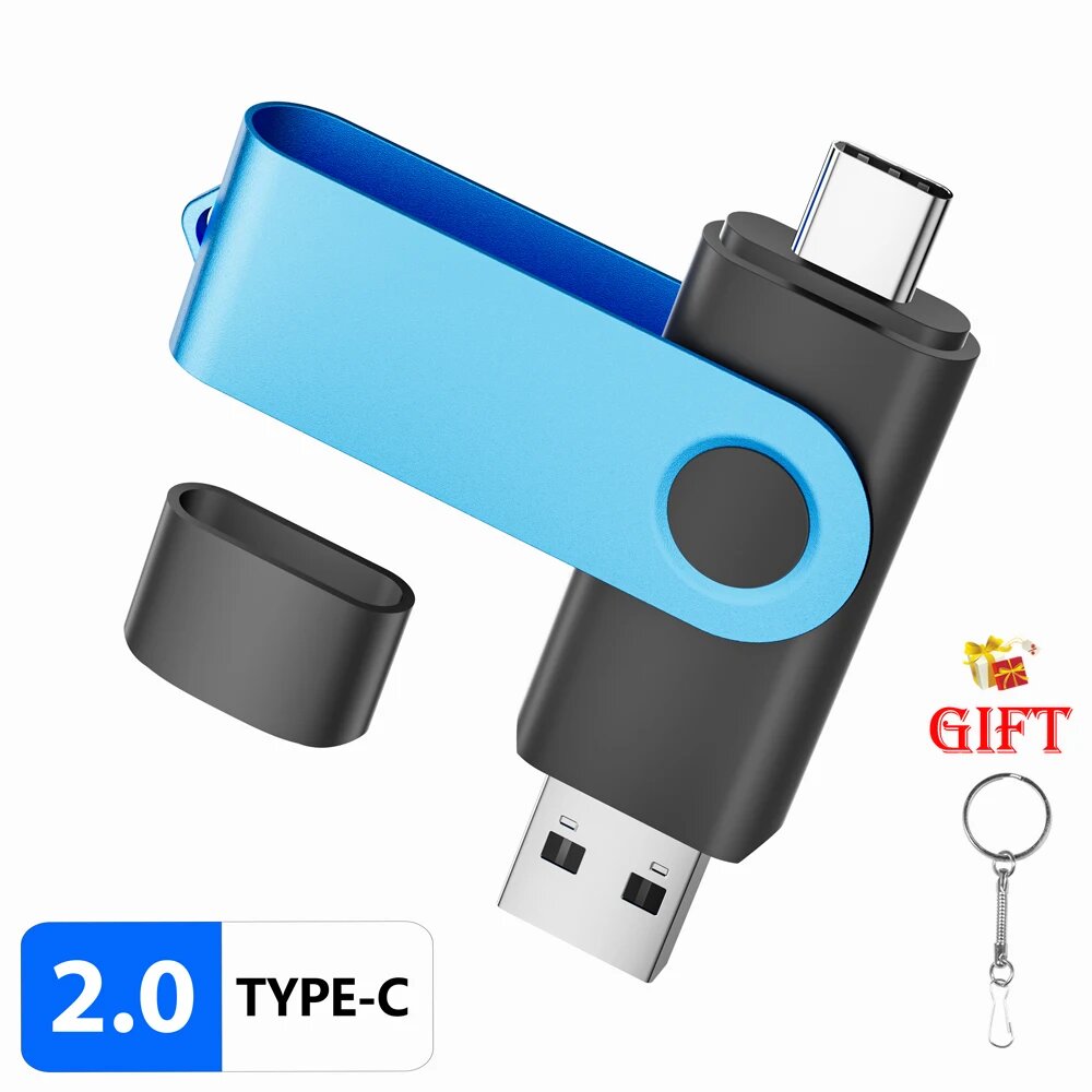 USB-флешка JASTER 2-в-1 8+128 ГБ фиолетовая/зелёная Синий, 128MB(Not GB), небесно-голубой