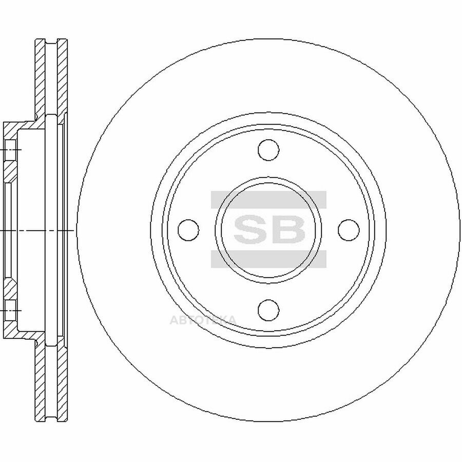 Диск тормозной передний SANGSIN BRAKE SD4431 MZ 2 (DY) 03-07; FO Focus (DFW, DNW, DAW, DBW) 98-04, Fusion (JU_) 02- , Fiesta (J5_, J3, JA_, JB_, JV_, JH_, JD_) 96-;