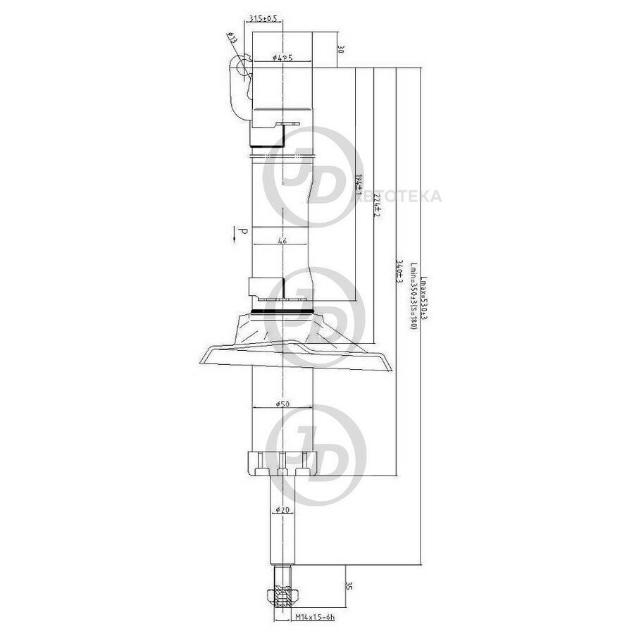 Стойка газомасляная передняя /334812/ JUST DRIVE JAS0255 AUDI A3 96-, VOLKSWAGEN Golf, SKODA Octavia 97-;