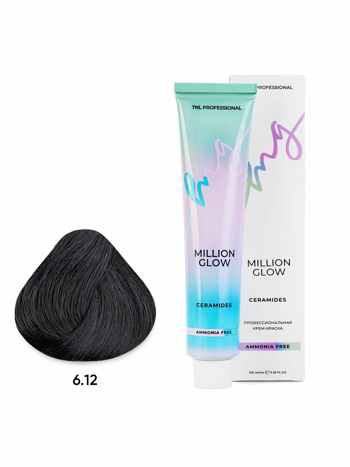 Крем-краска безаммиачная для волос Million glow Ammonia free collection Ceramides 6.12