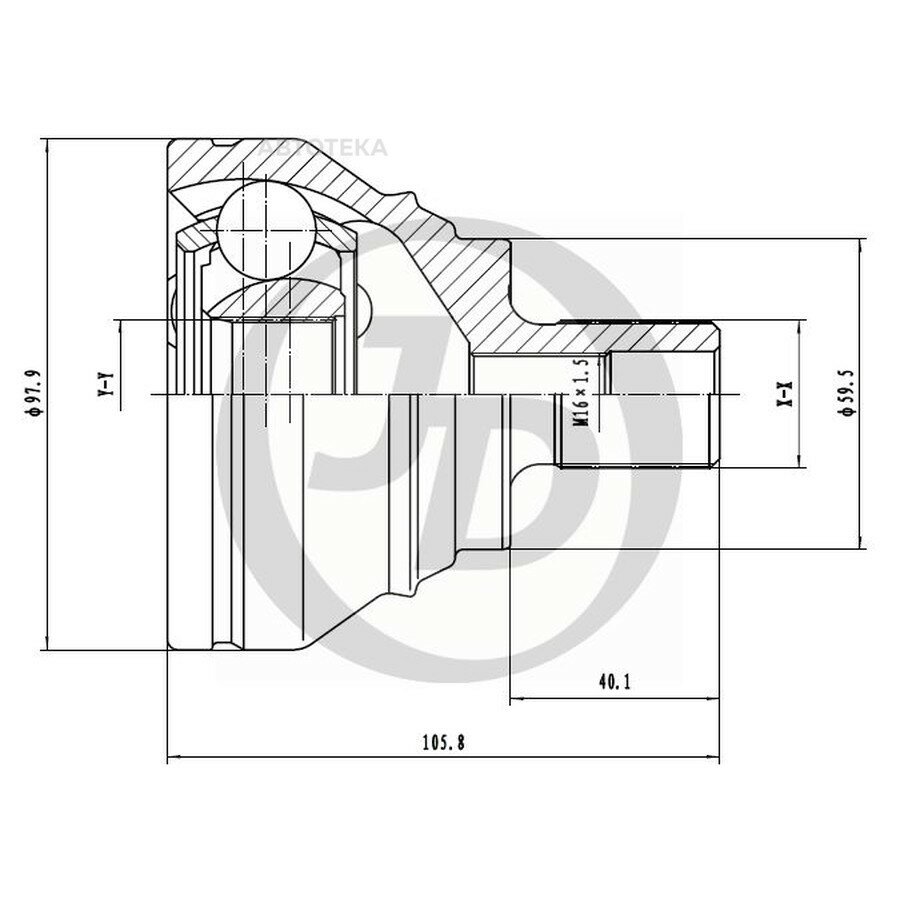 ШРУС внешний JUST DRIVE JCT0216 VW Golf 03-, Passat 05-, Jetta 05-, Scirocco 08-, Touran 03-; SK Octavia 04-; AU A3 03-;