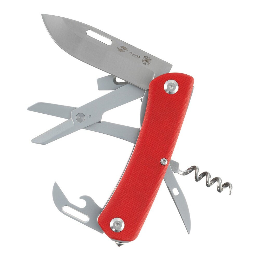 Stinger FK-6G10-RED Нож перочинный stinger, 101 мм, 10 функций, стеклотекстолит g10, красный, в картонной коробке