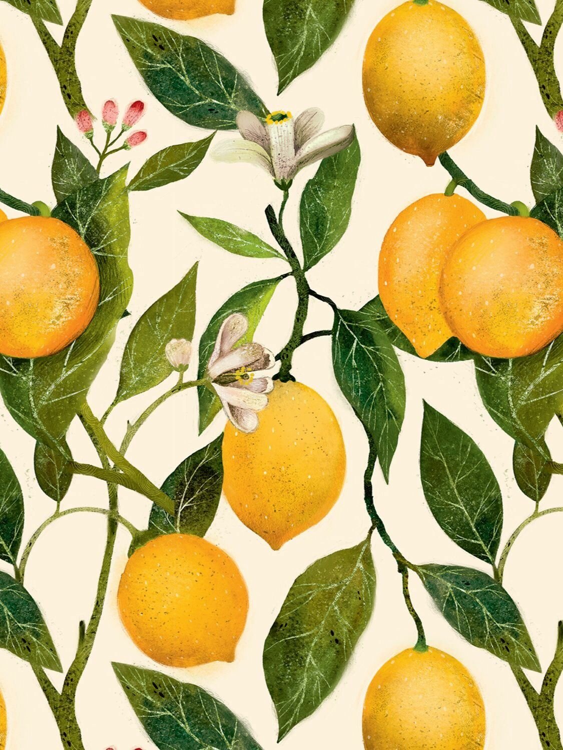 Упаковочная бумага для подарков "FLORA. LEMONS" BrunoVisconti, 70 х100 см / подарочная бумага