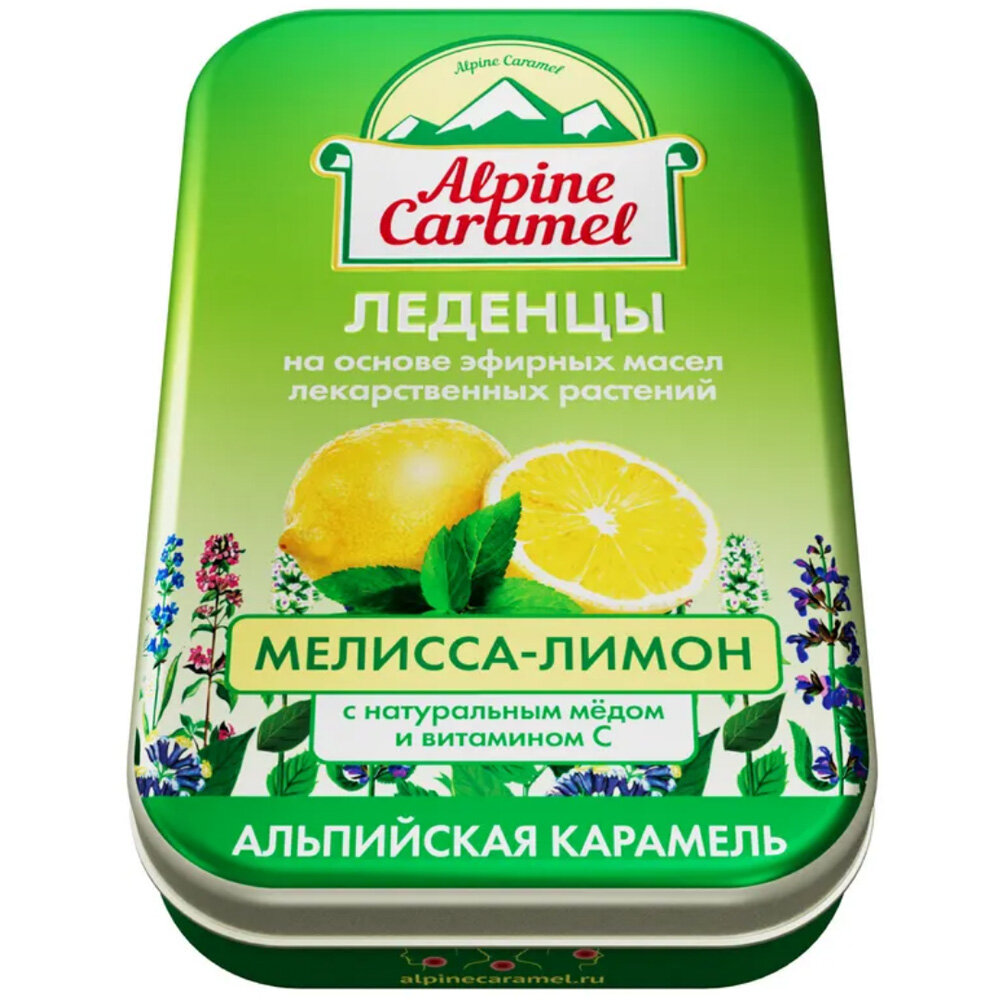 Alpine Caramel Альпийская Карамель, леденцы детские (мелисса-лимон, Витамин С, мед), 53 г