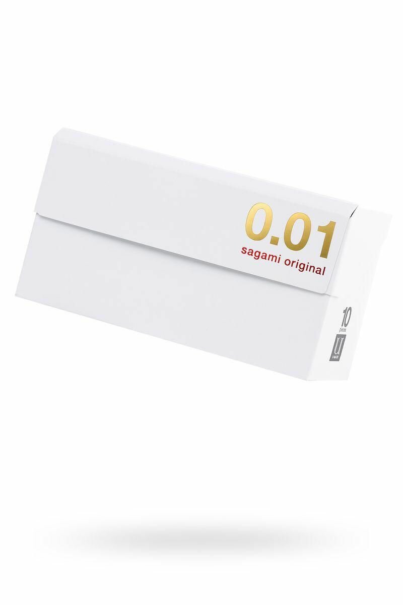Презервативы Sagami, original 0.01, полиуретан, 17 см, 5,5 см, 10 шт.