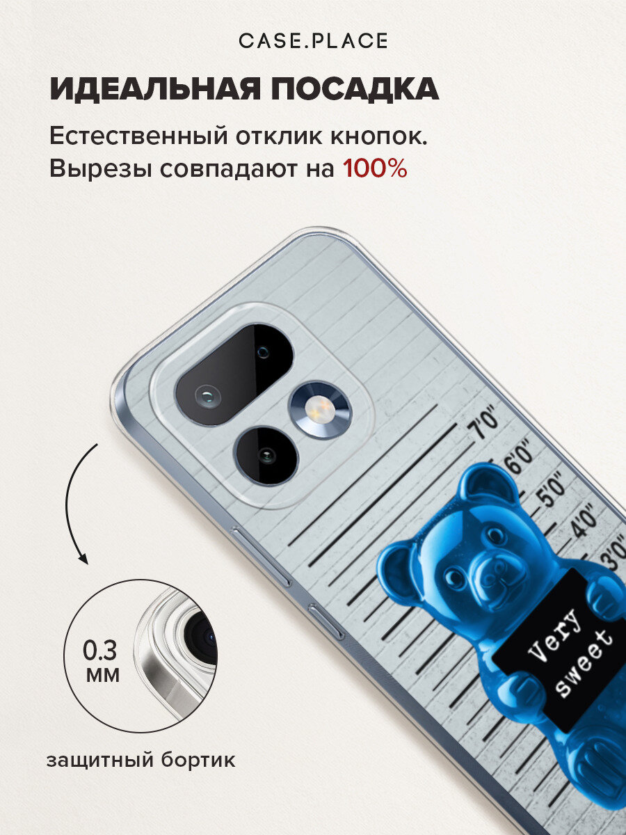Чехол на Realme 16 Pro / Реалме 16 Про с принтом Синий мармеладный мишка — фото 1
