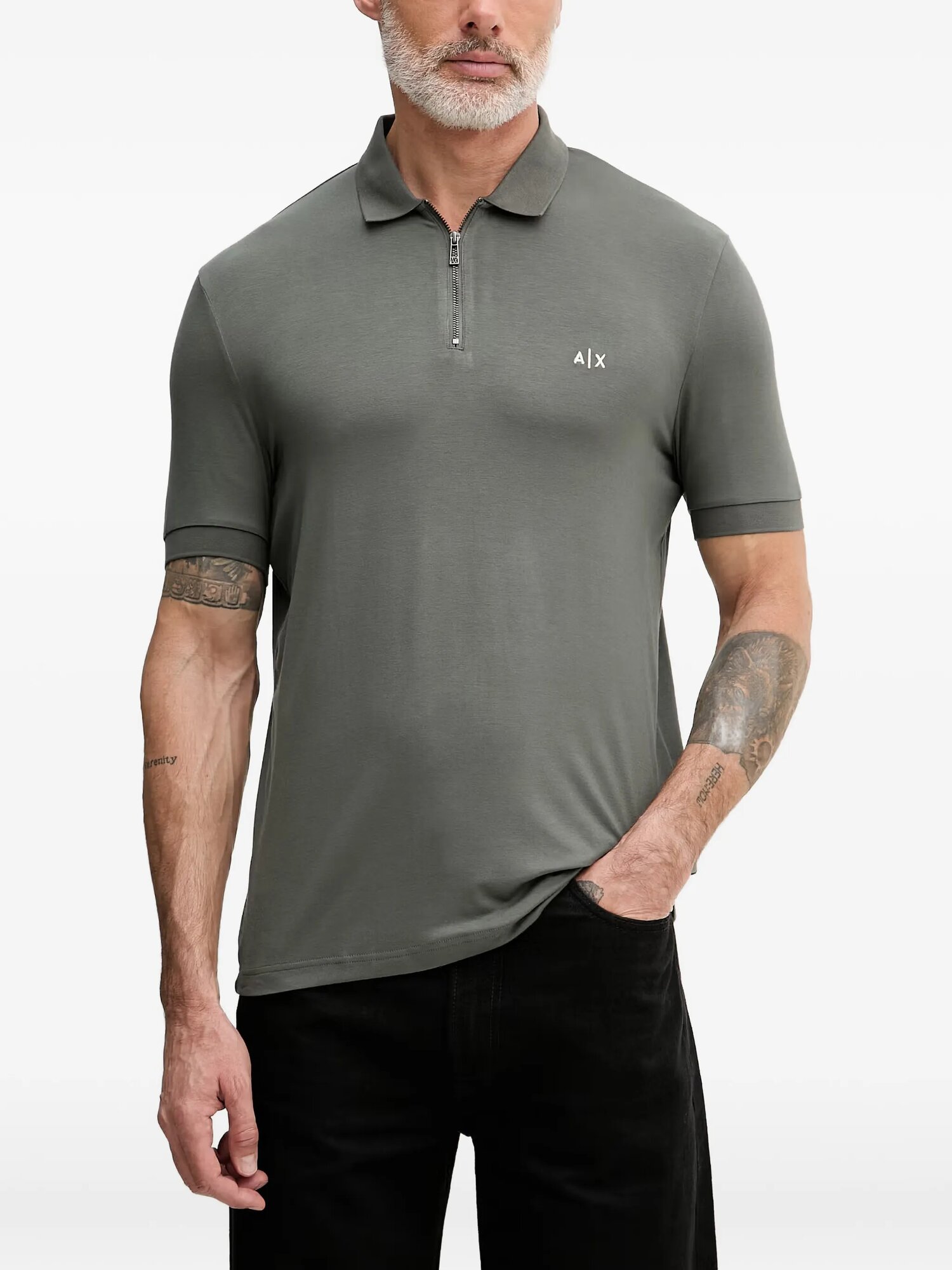 Рубашка Logo-embroidered zip-fastening polo shirt