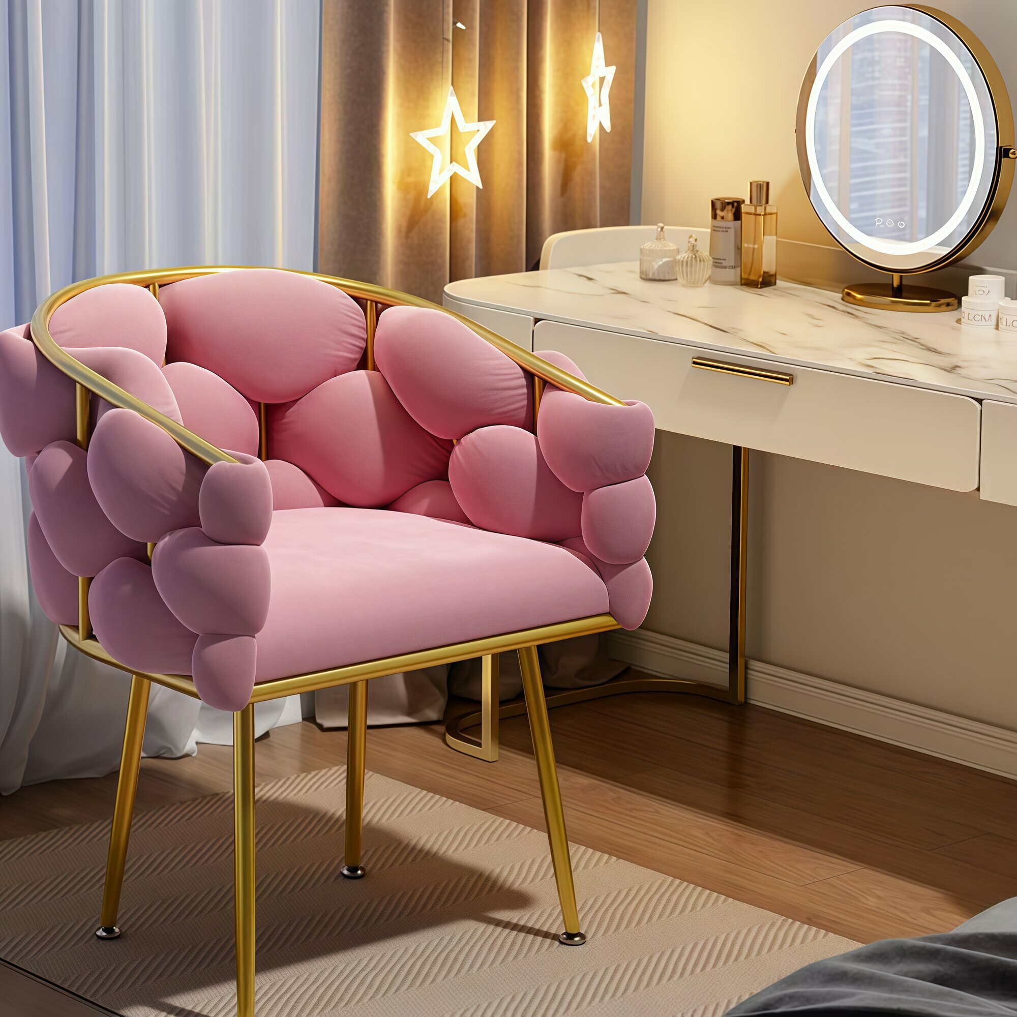 Кресло , 1 шт, 55х40х67Кресло облачное Cloud Puff Chair, , золотые ножки, для гостиной и спальни