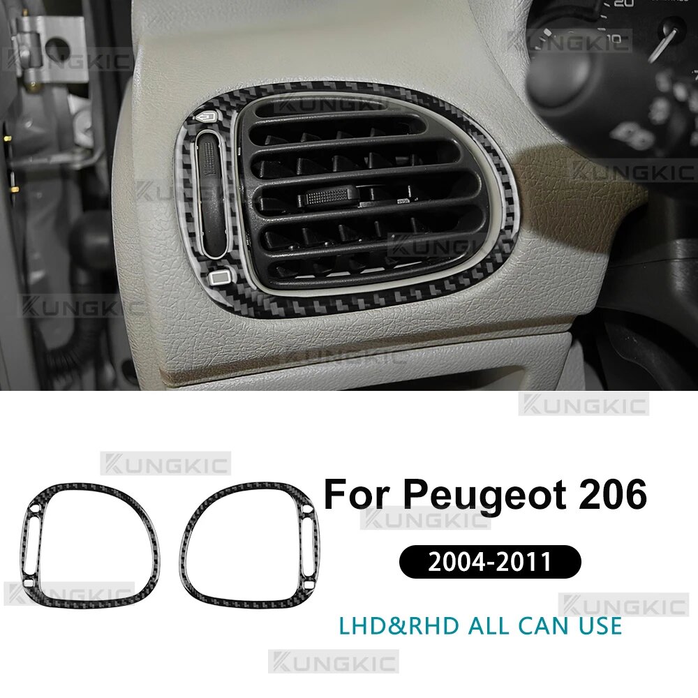 Наклейки на воздуховоды Peugeot 206 2004-2011, карбон, 2 шт.