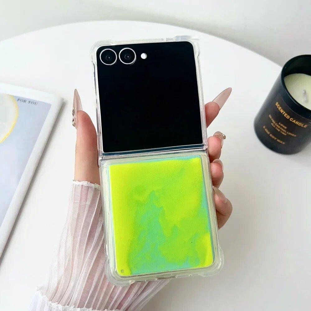Уникальный Флуоресцентный Светящийся Тонкий Чехол Для Телефона Galaxy Z Flip3 5G, Зеленый, green