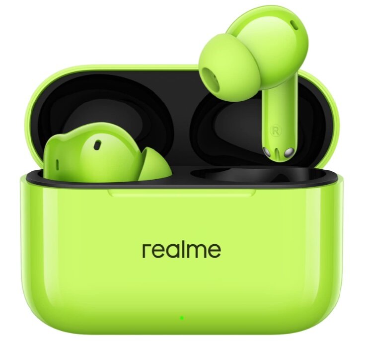 Наушники Realme Buds T200 (зеленый) беспроводные наушники с микрофоном, внутриканальные, портативные
