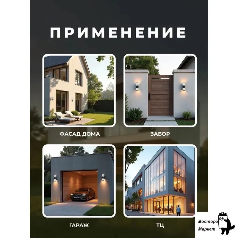 Уличный настенный алюминиевый светильник с цоколем E27, IP65, 220В — фото 1
