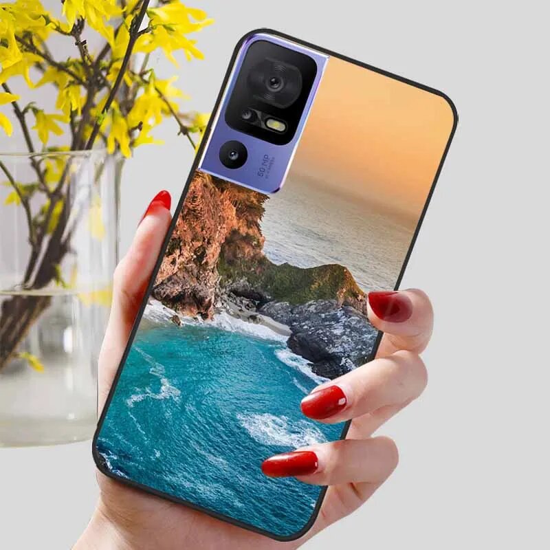 Для TCL 40 R 5G черный ТПУ силиконовый красивый чехол для телефона TCL 40R R04. CH.22, For TCL 40R 5G