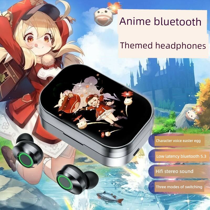 Беспроводные наушники Bluetooth 5.3 с голосовыми подсказками персонажа Raiden Shogun, зеркальная отделка, для фанатов