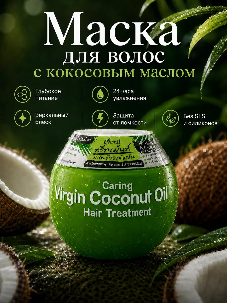 Восстанавливающая маска для волос с кокосовым