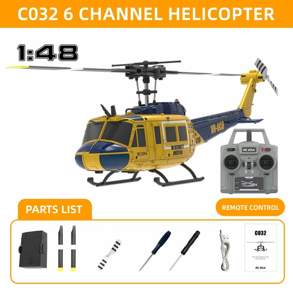 Радиоупраляемый вертолет RC ERA C032 UH-1 H145 Масштаб 2,4 ГГц 6CH 6-осевой гироскоп , бесколлекторный мотор , Оптический поток , барометрический датчик