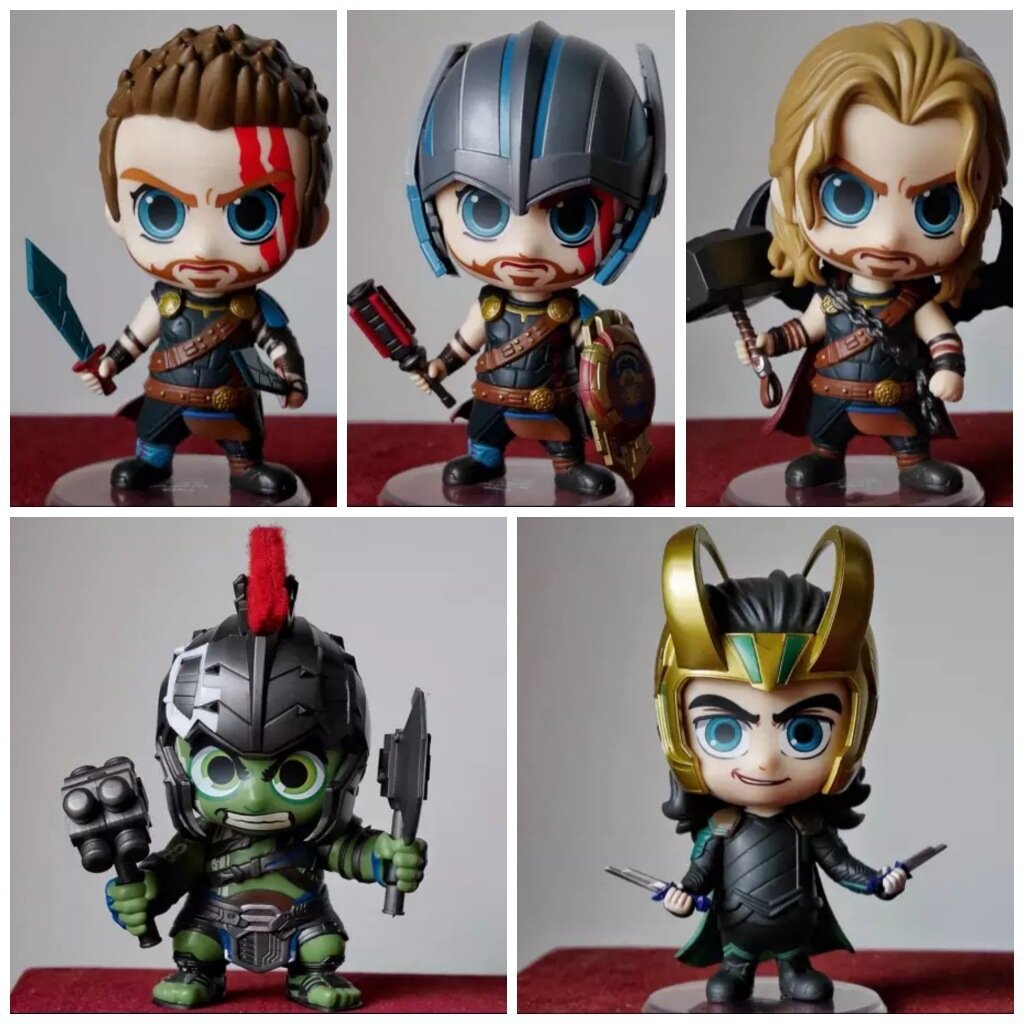Фигурка Marvel Avengers Тор, коллекционная модель PVC, стиль Chibi с подвижной головой, в коробке