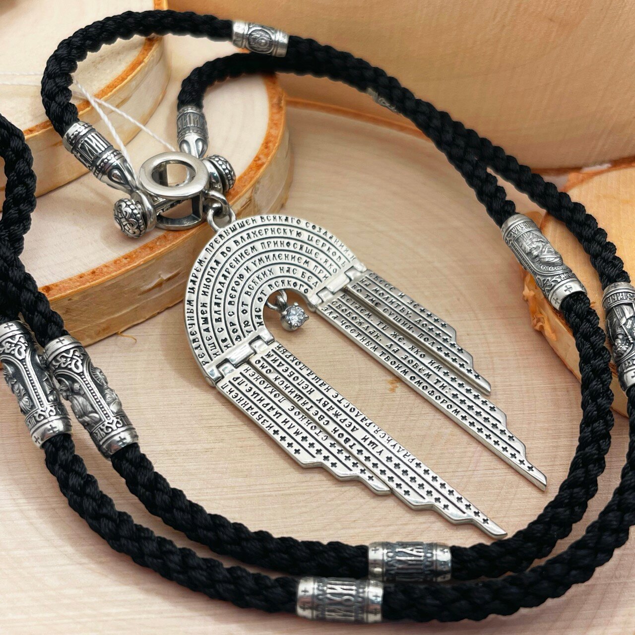 Подвеска, серебро, 925 проба, чернение, оксидирование, фианит
