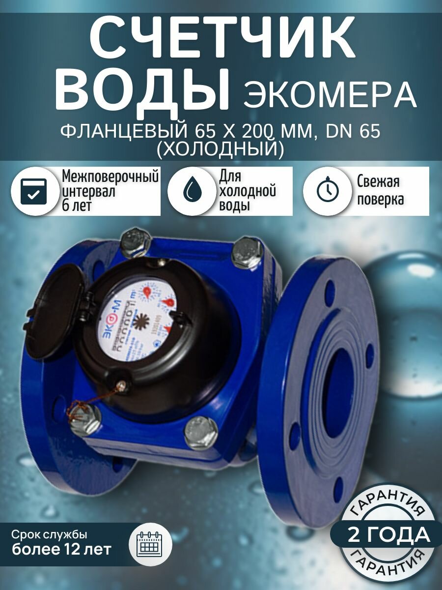 Счетчик воды антимагнитный экомера фланц. 65 Х 200 мм, DN 65 (холодный)