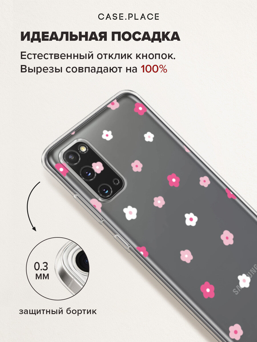Чехол на Samsung Galaxy S20 / Самсунг Гэлакси S20 с принтом "Весенние цветочки рисунок", прозрачный — фото 1