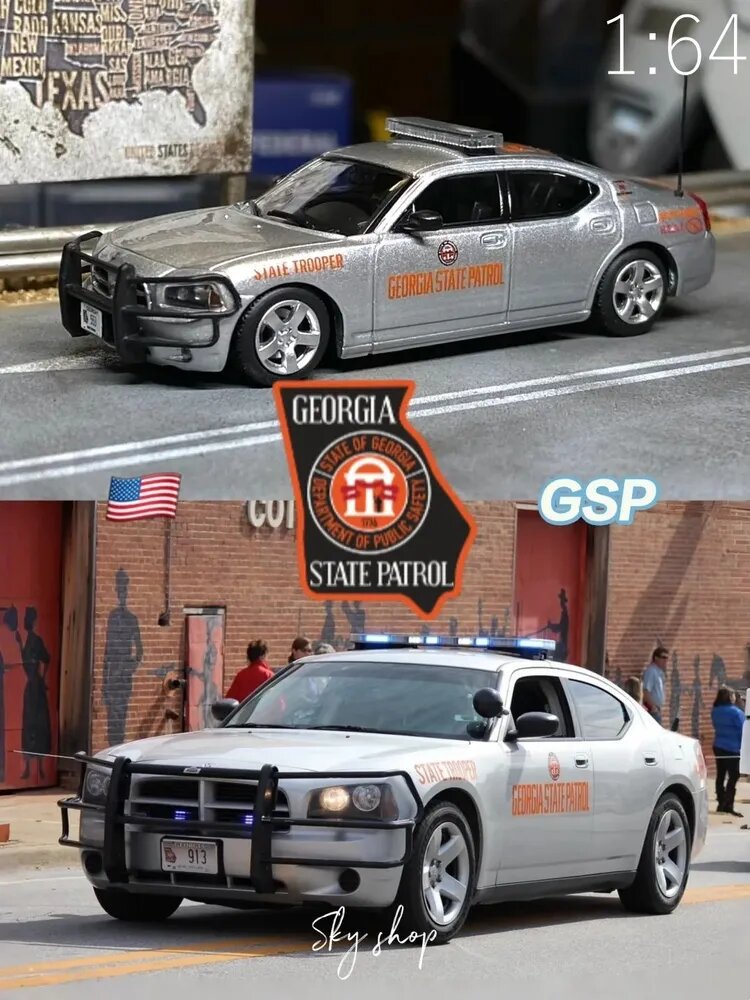 Машинка Rollin 1:64 APAxpo Exclusive - Dodge Charger - Georgia State Patrol полицейская машина