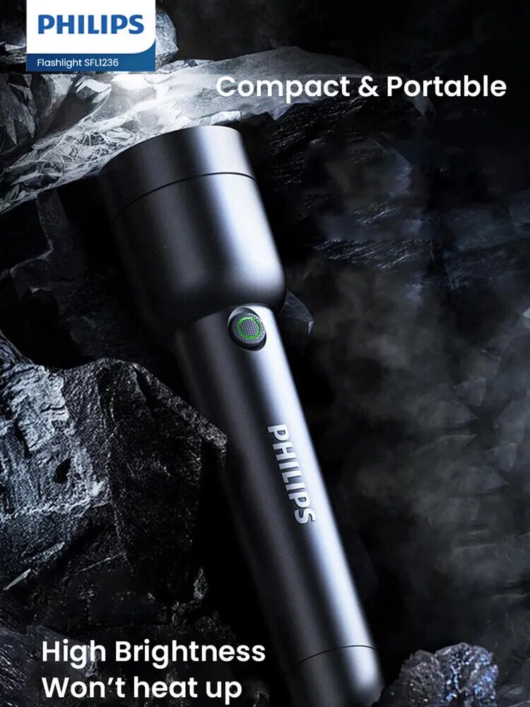 Philips Фонарь-прожектор SFL1236, 300 Лм, 4 режима, Черный, IPX12, 110 г — фото 1