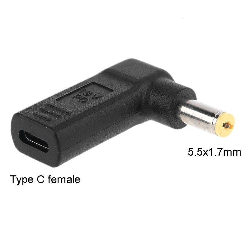 Кабель питания USB Type-C (гнездо) — 5.5x1.7 мм, угловой, для адаптера PD, Черный