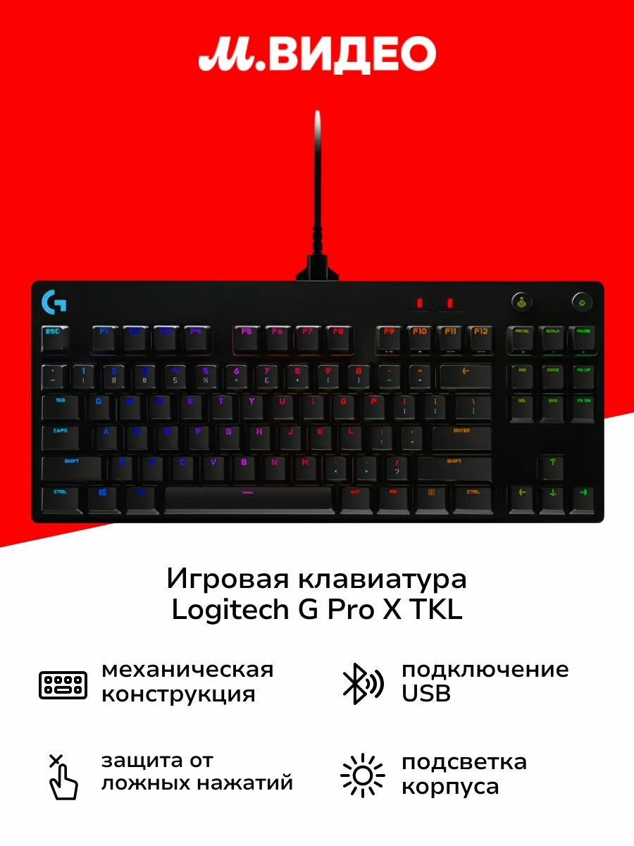 Logitech Игровая клавиатура проводная , (GX Blue Clicky), Русская раскладка, черный