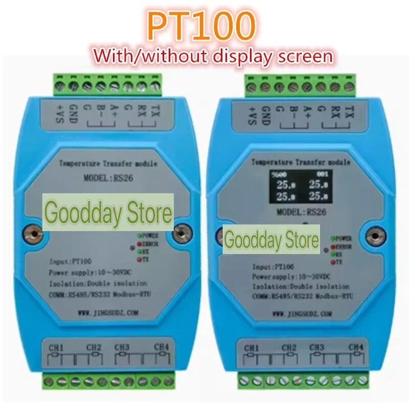 Датчик температуры PT100, 4-канальный модуль With display screen