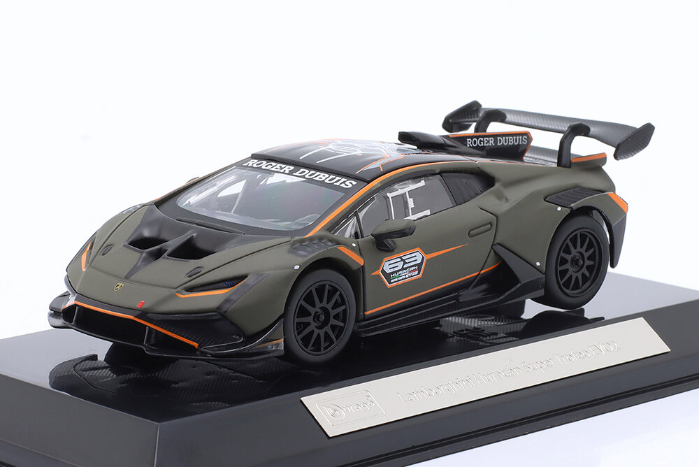 Модель коллекционная BBURAGO Lamborghini huracan no 63 super trofeo EVO2 2022 matt-green orange