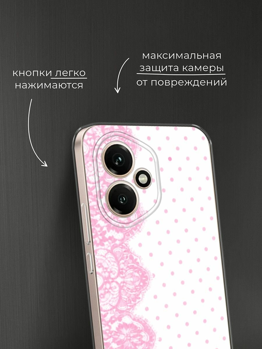 Чехол на Honor 400 / Хонор 400 с принтом Розовое кружево и горошек — фото 1