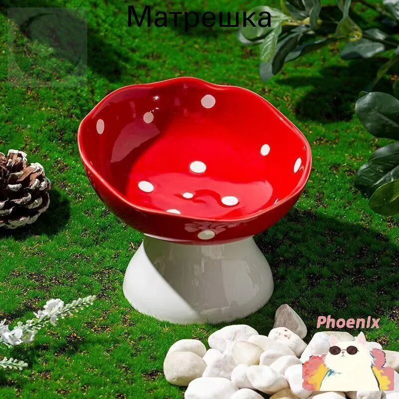 Керамическая миска для кошки с высокой подставкой
