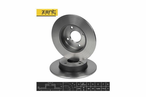 ZENTPARTS Диск тормозной задний для Nissan Primera 1.6-2.0TD 98>