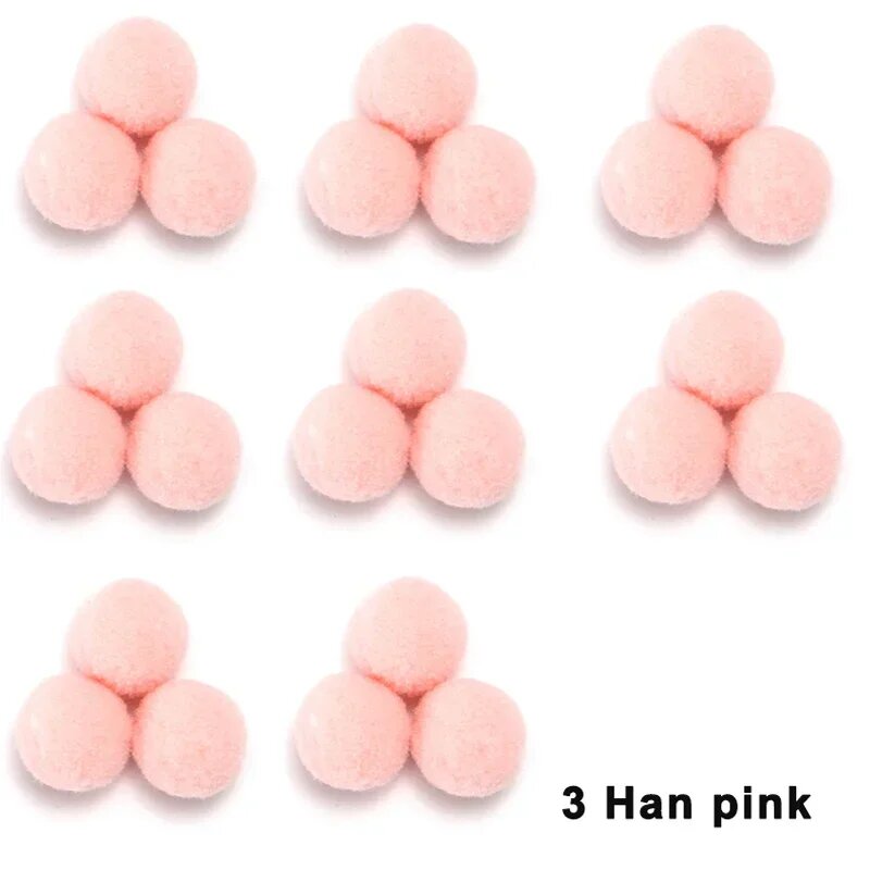 Розовые помпоны 15 мм, 100 шт, 3 han pink