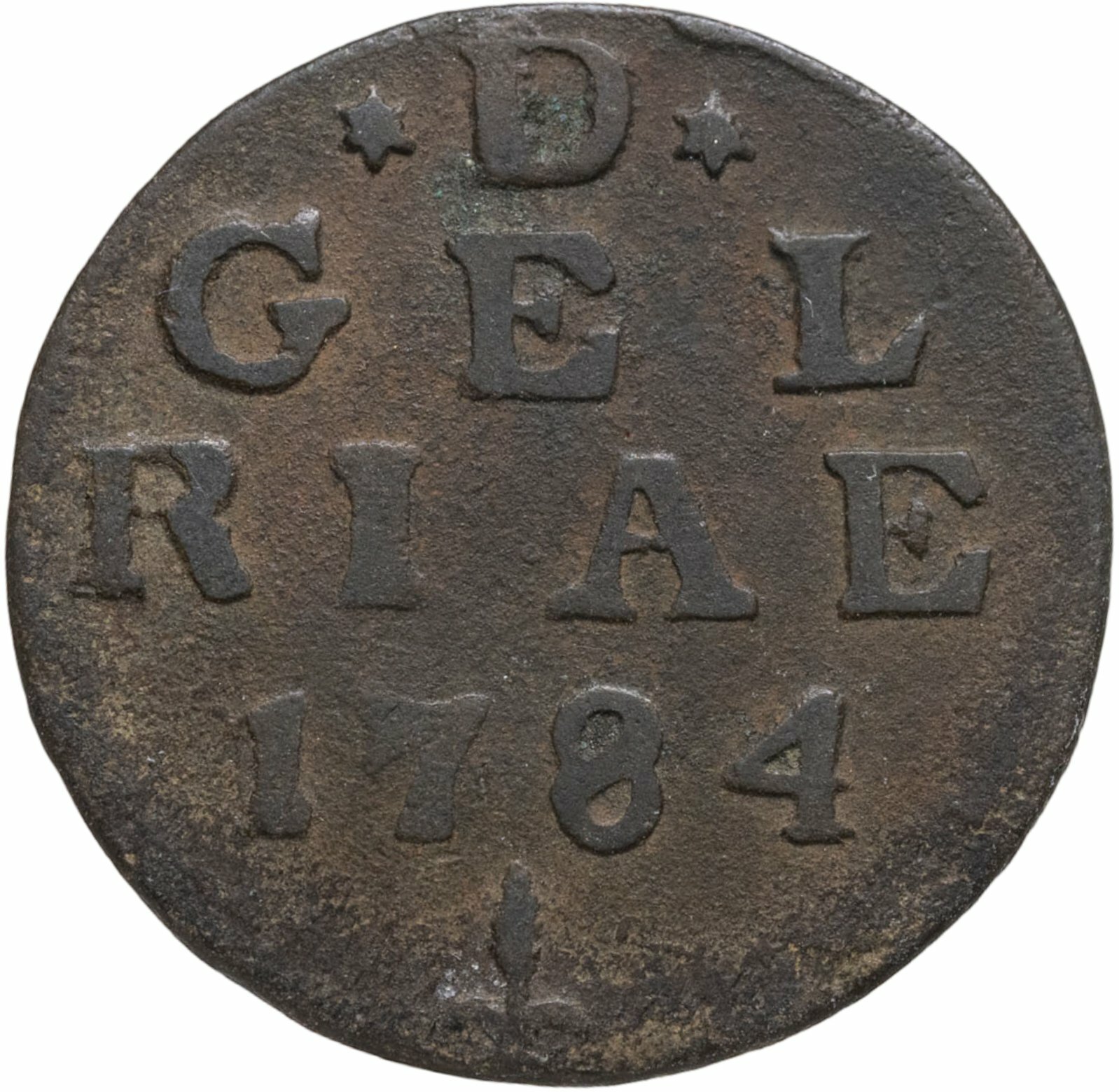 Голландская республика, Гелдерланд 1 дуит 1784, Медь, в сохранности F