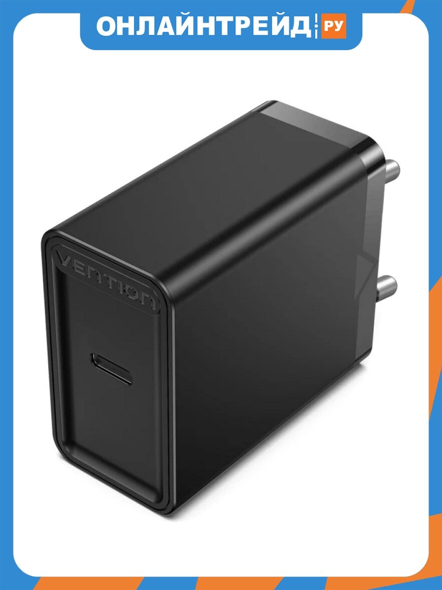 Сетевое зарядное устройство Vention на 1 порт USB C QC 4.0 Чёрный (FADB0-EU)