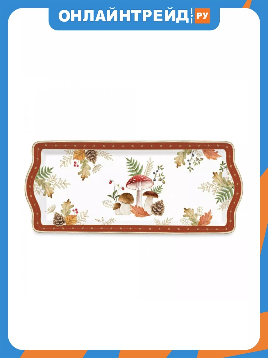 Блюдо Easy Life 35х15 см, Грибы и листья, Autumn Breeze, фарфор P, белое (EL-R1109/AUBR