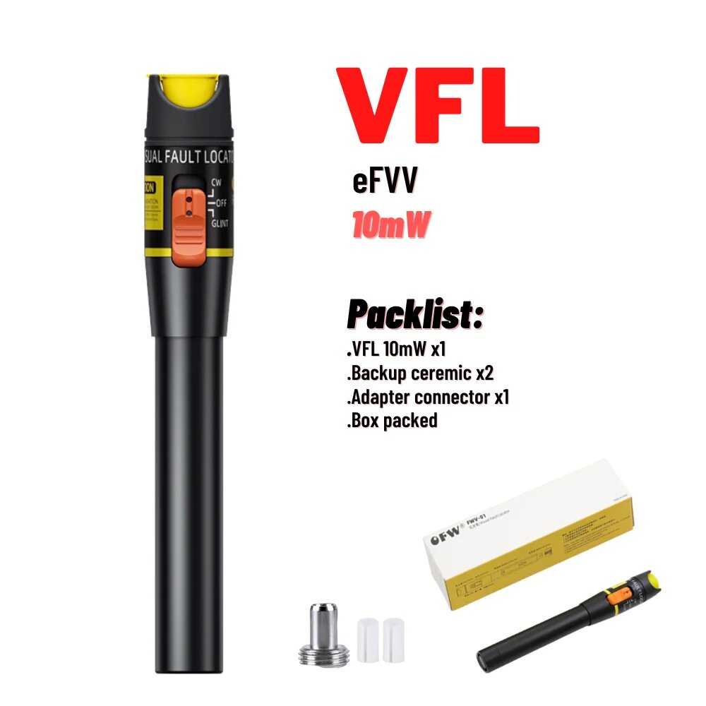 VFL eFVV 10mW оптоволоконный тестер, желтый