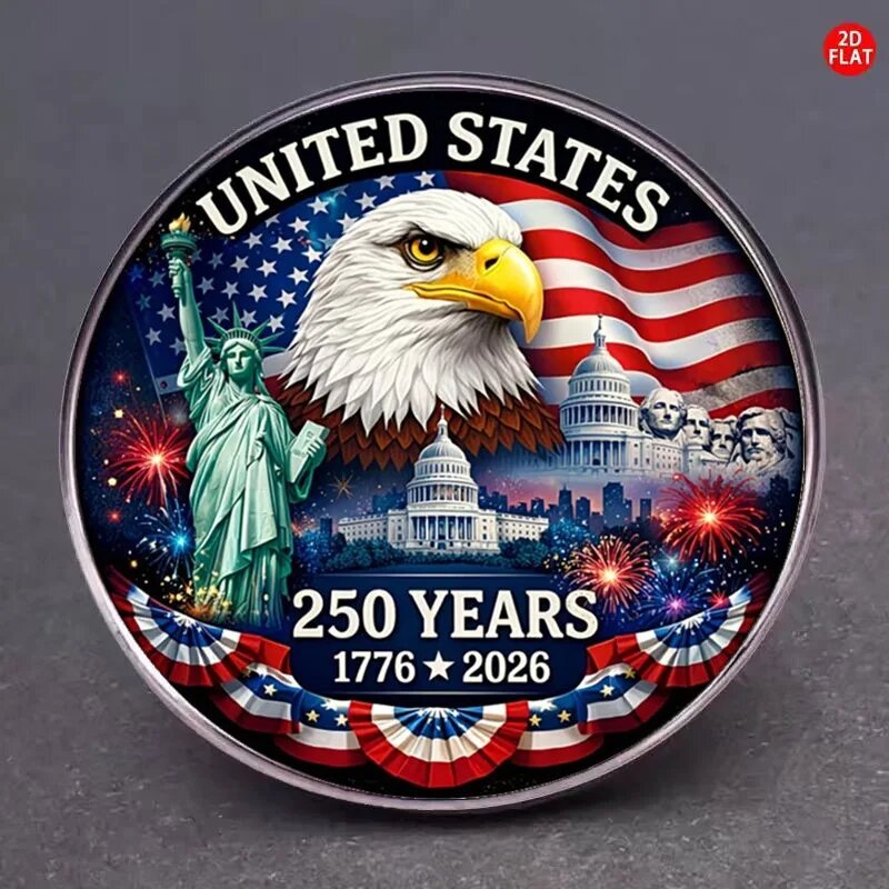 Памятная брошь США 250 лет, светло-серая