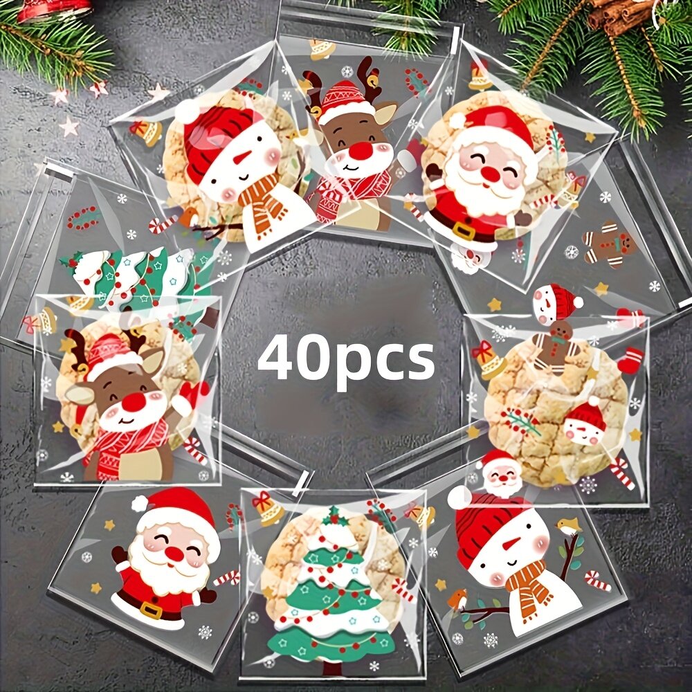 Упаковочные пакеты для конфет 40/80/120 шт, самоклеящиеся, для печенья, закусок, подарков, праздничный декор, кухонные