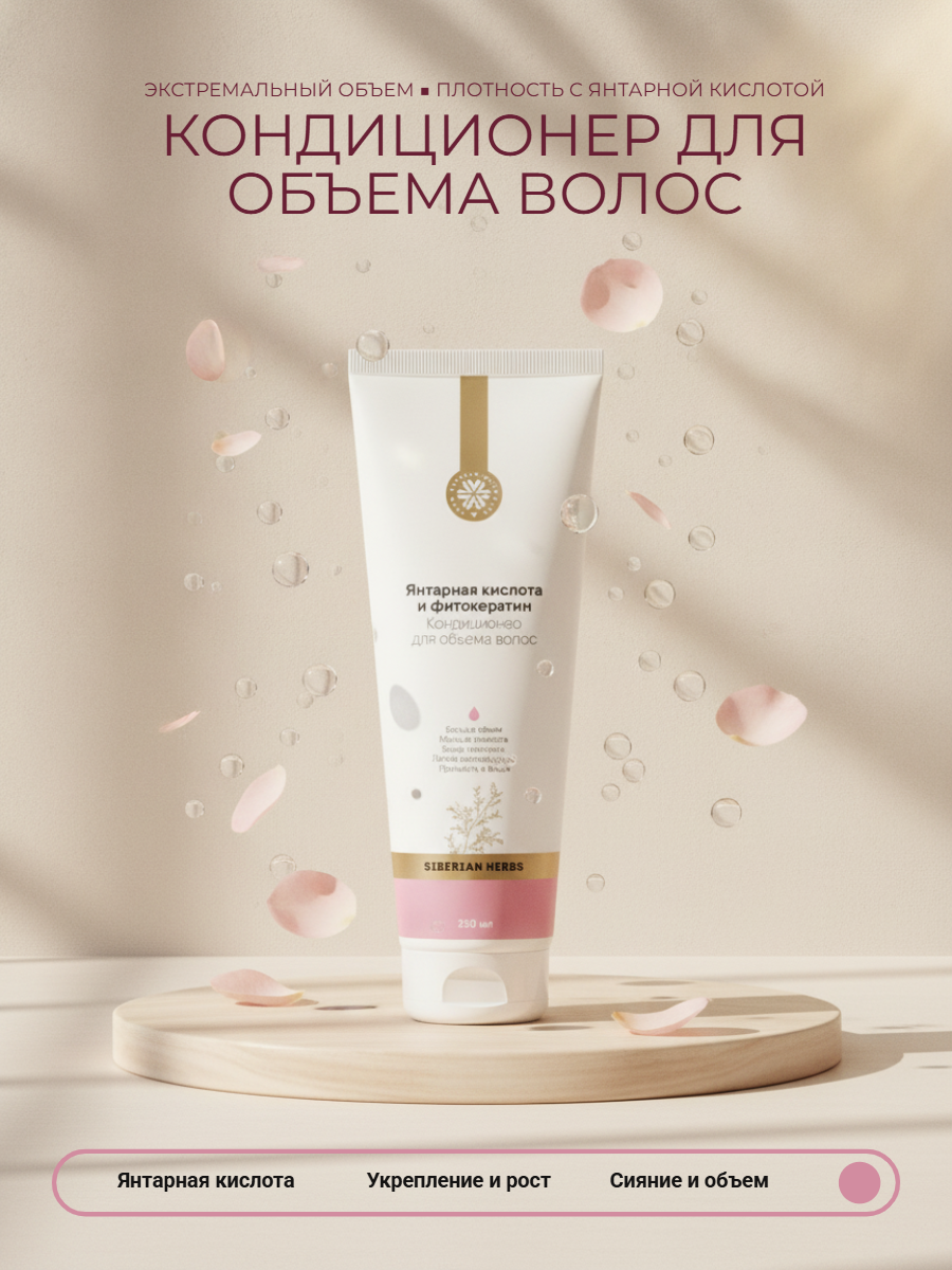 Кондиционер для объема волос (янтарная кислота и фитокератин), 250мл, Оригинал