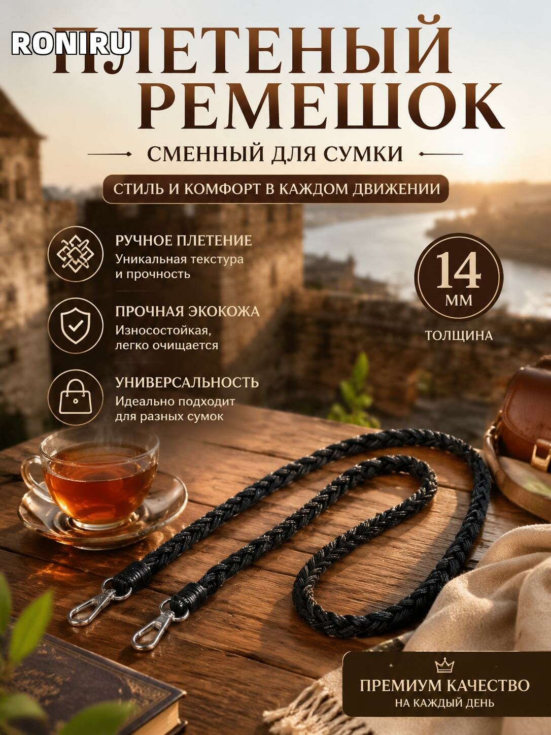 Ручной плетеный сменный ремешок для сумки, канатное через плечо изделие из искусственной кожи 14 мм