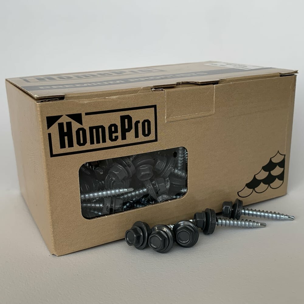 Саморез кровельный HomePro 4,8x35 RAL 7024 (250шт/уп) сверло №1 250шт/уп HP-CK-48357024250