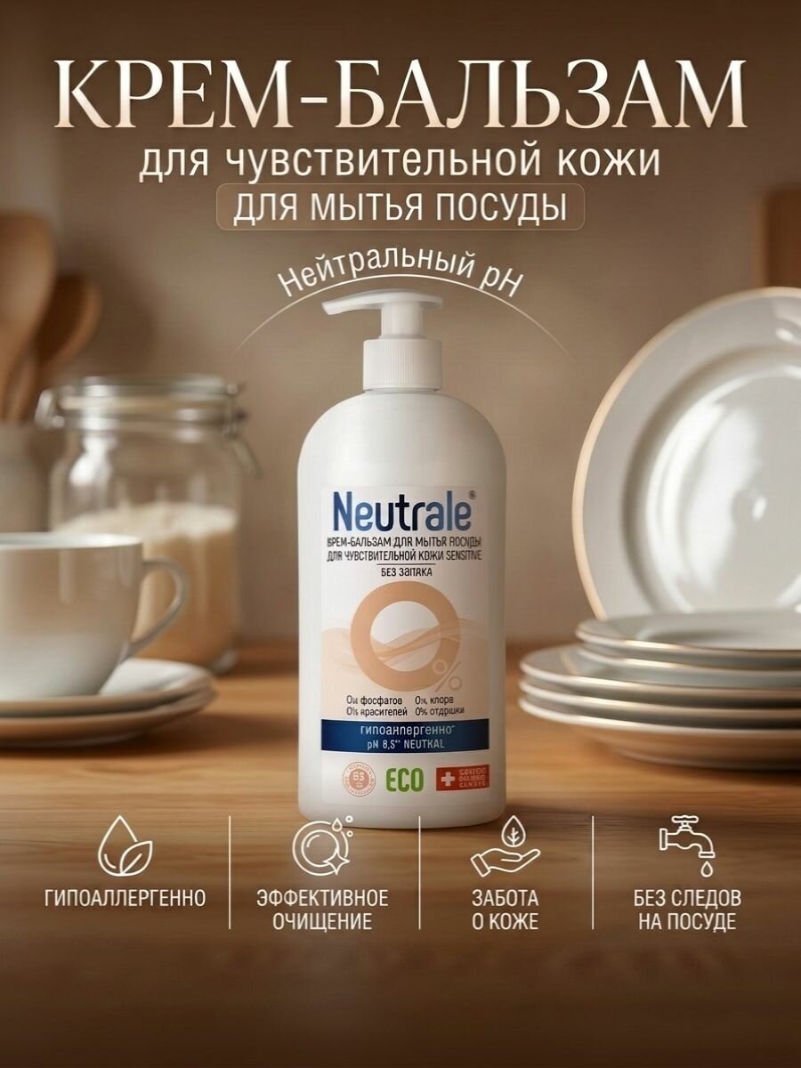 NEUTRALE крем-бальзам для мытья посуды для чувствительной кожи Sensitive, 400мл