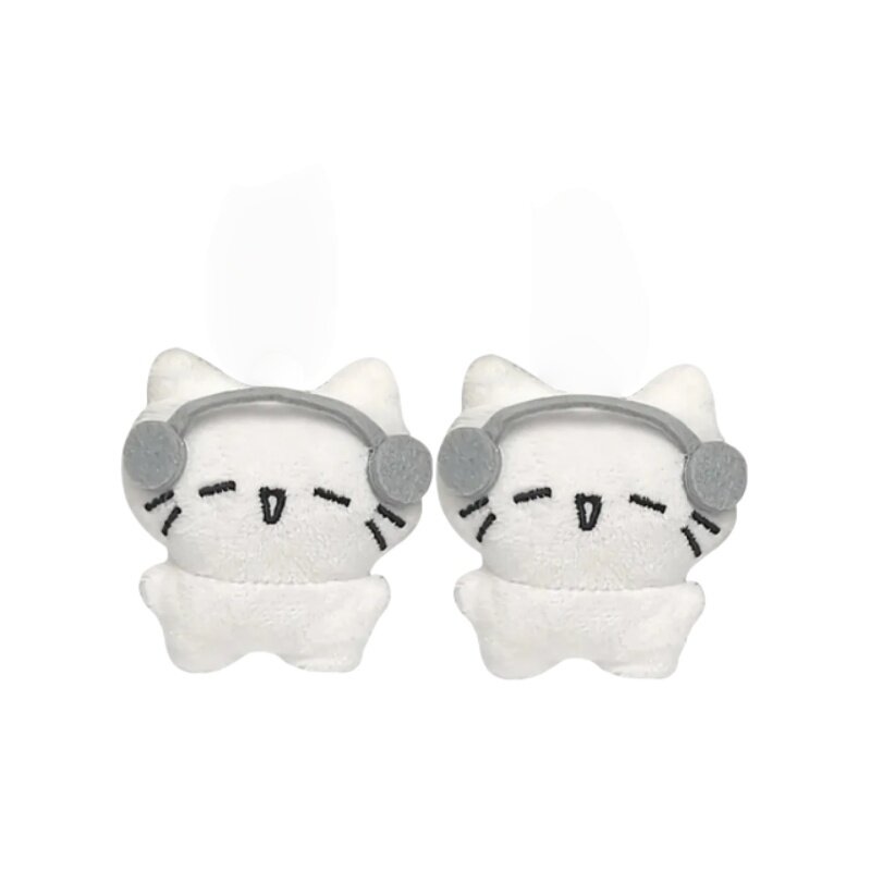 Подвеска плюшевая унисекс CHUNTUSHU Headphone Kitten Pendant, 2 шт, белая, около 6,5 см