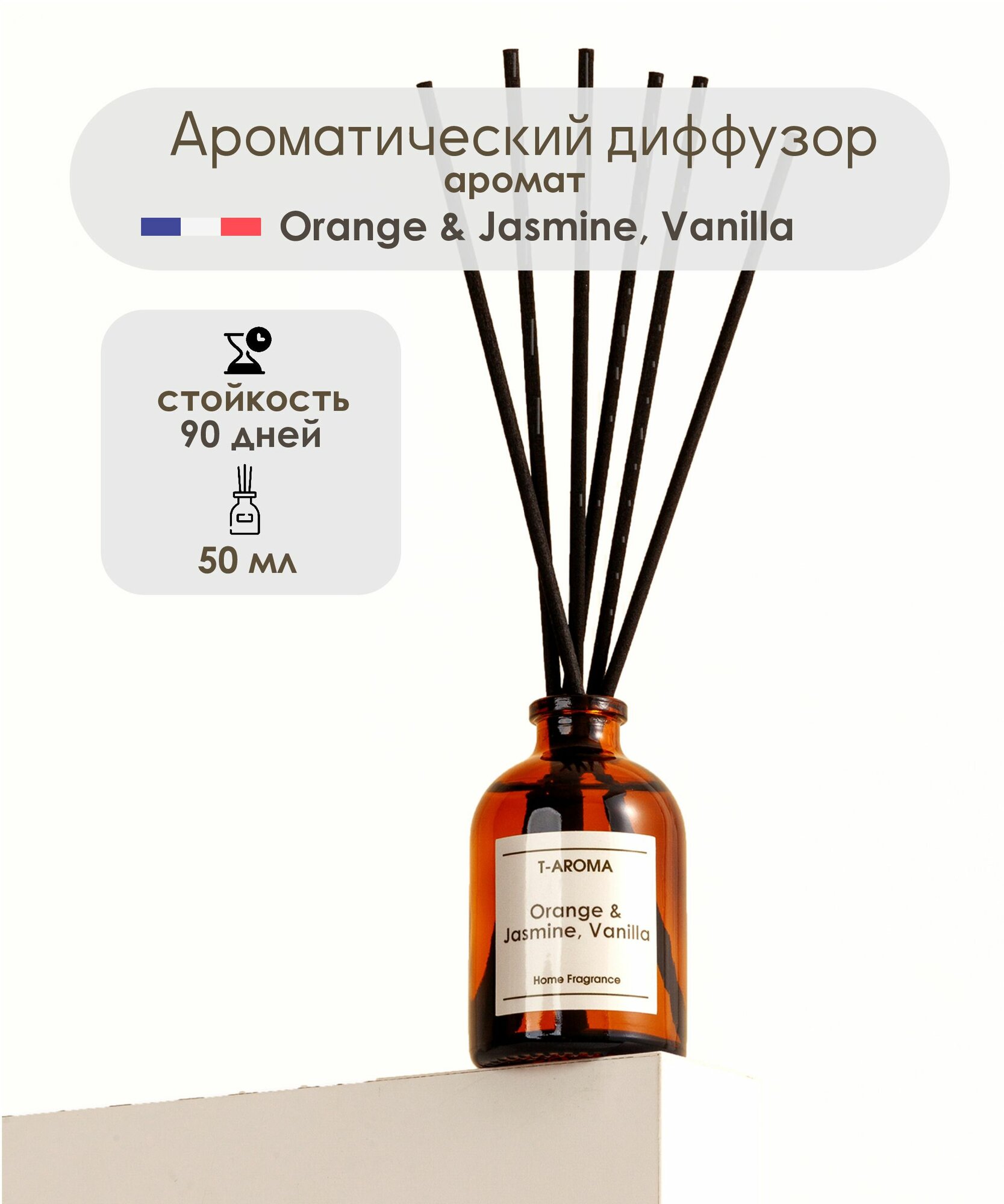 Ароматический диффузор Orange Jasmine Vanilla Апельсин Жасмин Ваниль, 50 мл