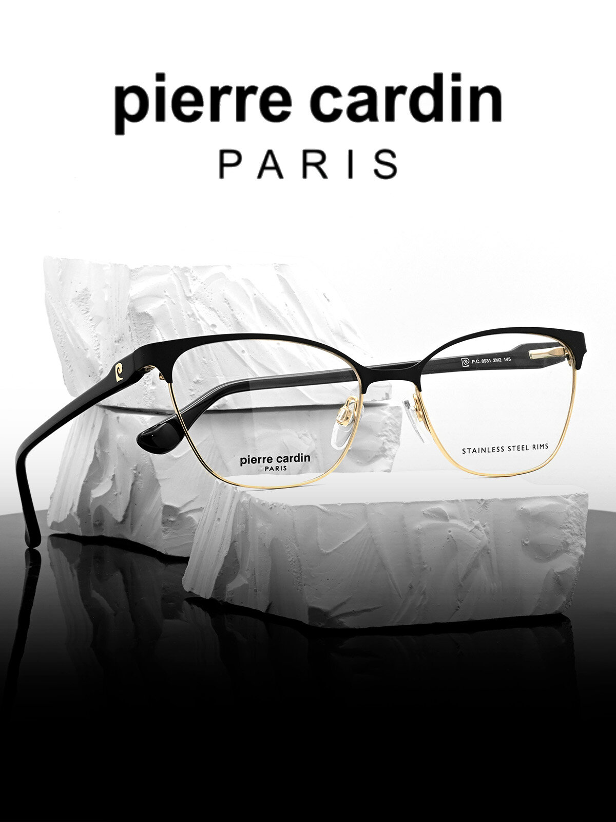 Оправа для очков Pierre Cardin P. C.8931 2M2 пол Женский форма оправы Кошачий глаз цвет оправы Чёрный, Золотой