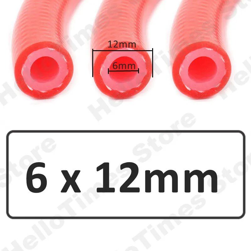 Силикагелевый водопроводный шланг 1м 6~35мм Красный, Red 6x12mm