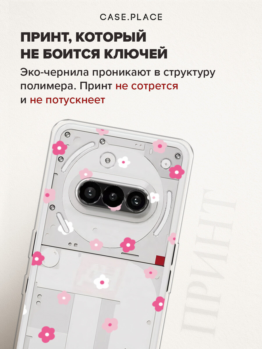 Чехол на Nothing Phone 3a / Нотинг Фон 3а с принтом "Весенние цветочки рисунок", прозрачный — фото 1
