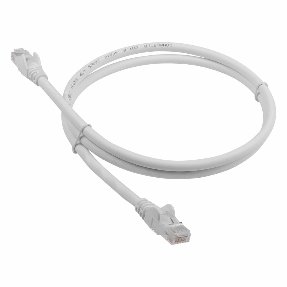 Патч-корд LANMASTER RJ45-RJ45, 4 пары, UTP, категория 6, 1 м, белый, LSZH, LAN-PC45/U6-1.0-WH
